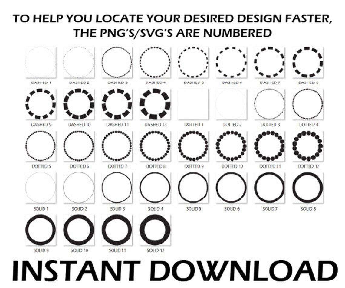 Basic Circle Frame SVG Bundle Circle Vector Border Solid Round Outline ...