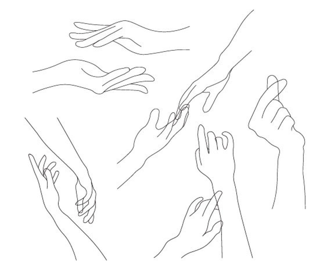 Hands Line Art SVG Bundle Modern PNG Hand Drawn Abstract Simple Hands ...