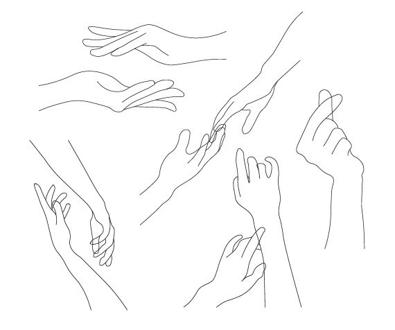 Hands Line Art SVG Bundle Modern PNG Hand Drawn Abstract Simple Hands ...