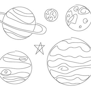 Planet Line Art SVG Bundle Solar System PNG Planet Cut File Minimalist ...