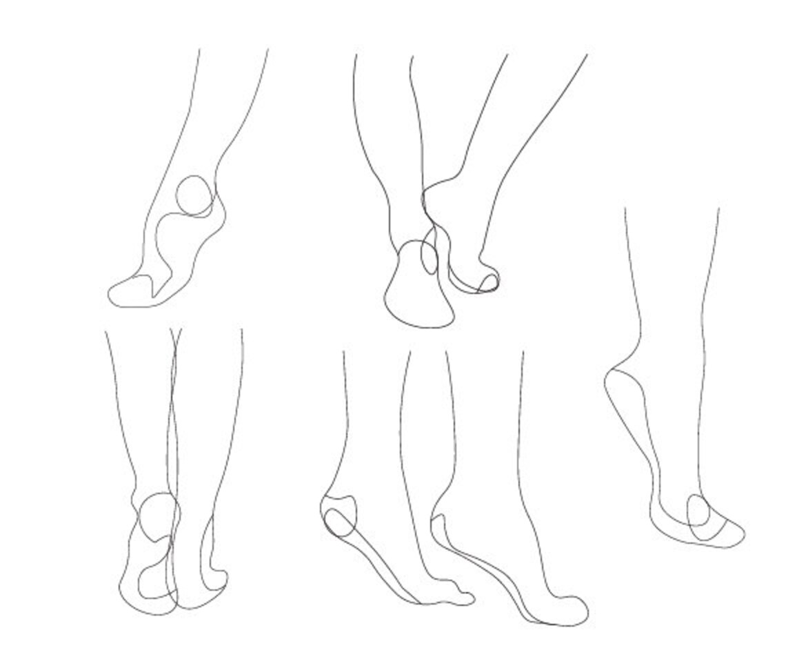 Feet Line Art SVG Bundle Leg Silhouette Cut File Foot Single Line ...