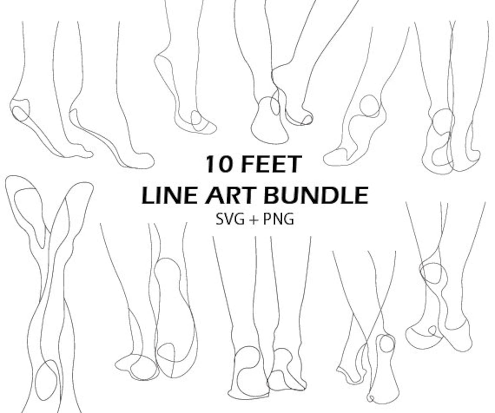 Feet Line Art SVG Bundle Leg Silhouette Cut File Foot Single Line ...