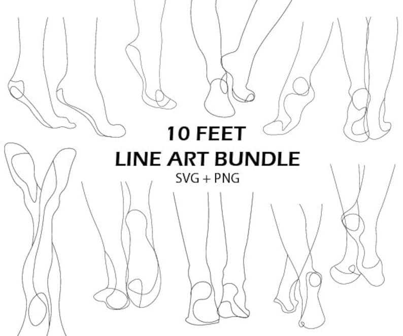 Feet Line Art SVG Bundle Leg Silhouette Cut File Foot Single Line ...