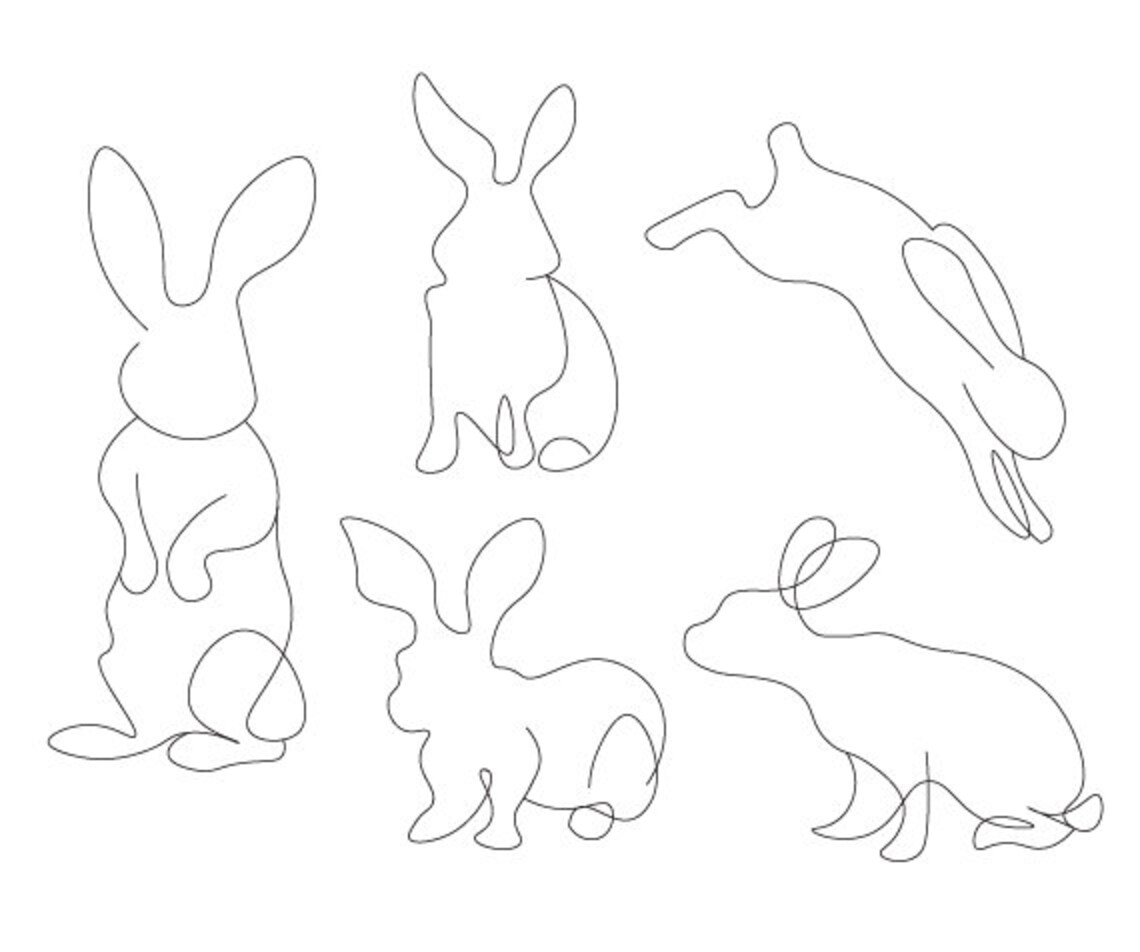 Bunny Line Art SVG Bundle Easter Bunny Clipart Minimalist Rabbit ...