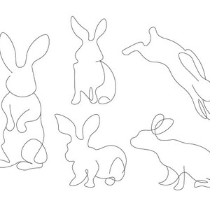 Bunny Line Art SVG Bundle Easter Bunny Clipart Minimalist Rabbit ...