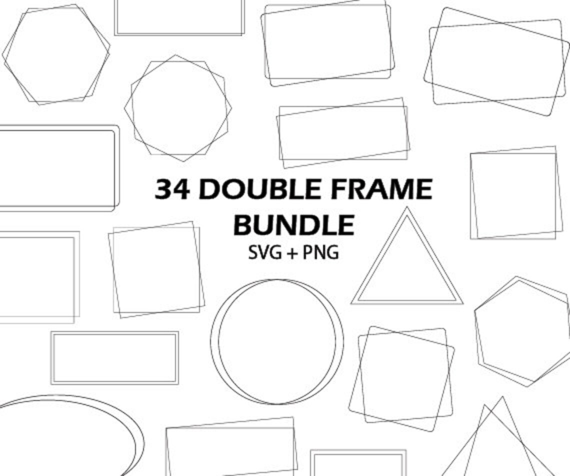 Double Frame SVG Bundle Double Vector Frame Pack PNG Geometric Border ...