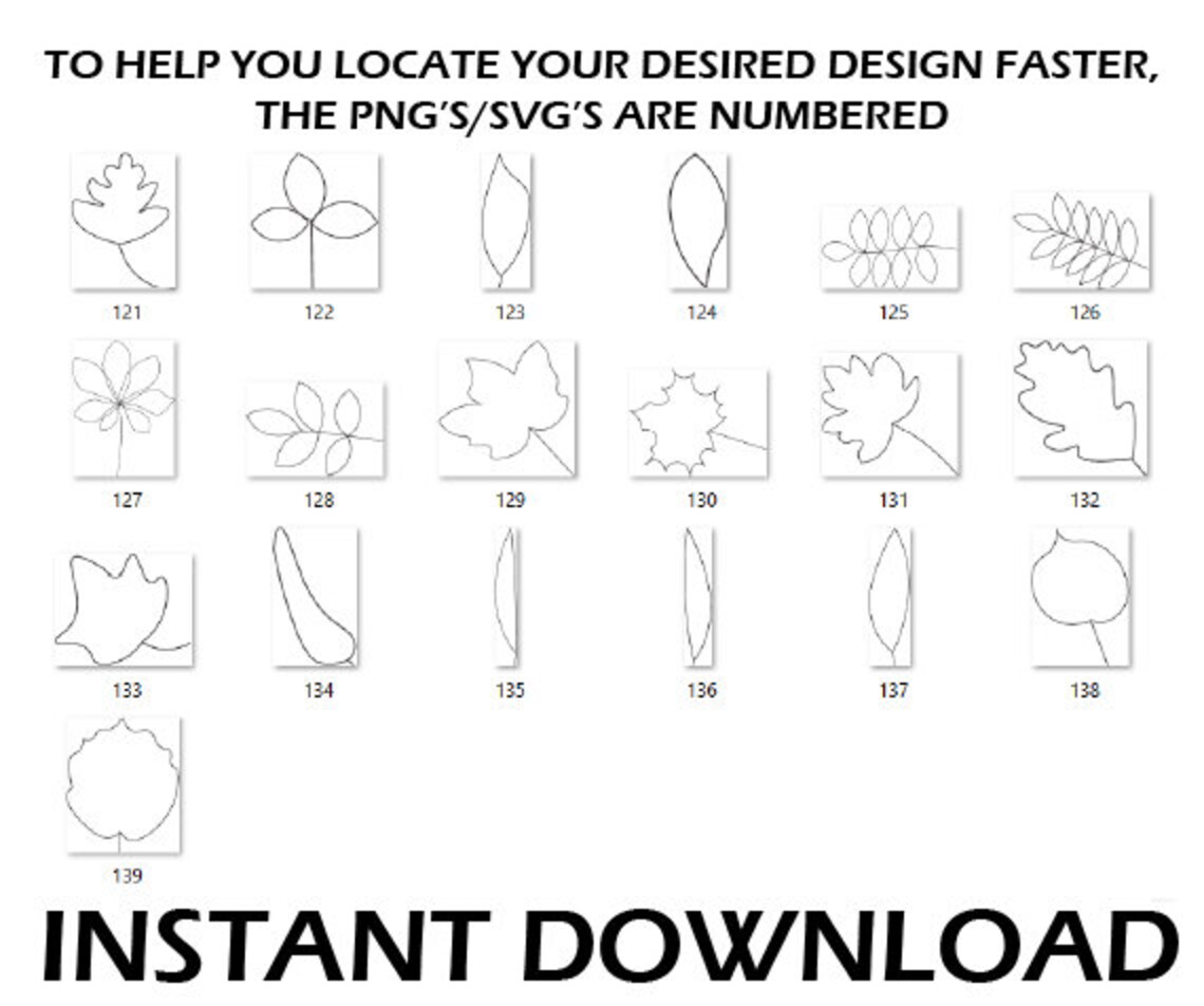 Leaves Line Art SVG Bundle Tropical Leaf PNG Hand Drawn Jungle Leaves ...