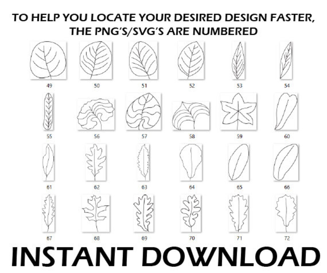 Leaves Line Art SVG Bundle Tropical Leaf PNG Hand Drawn Jungle Leaves ...