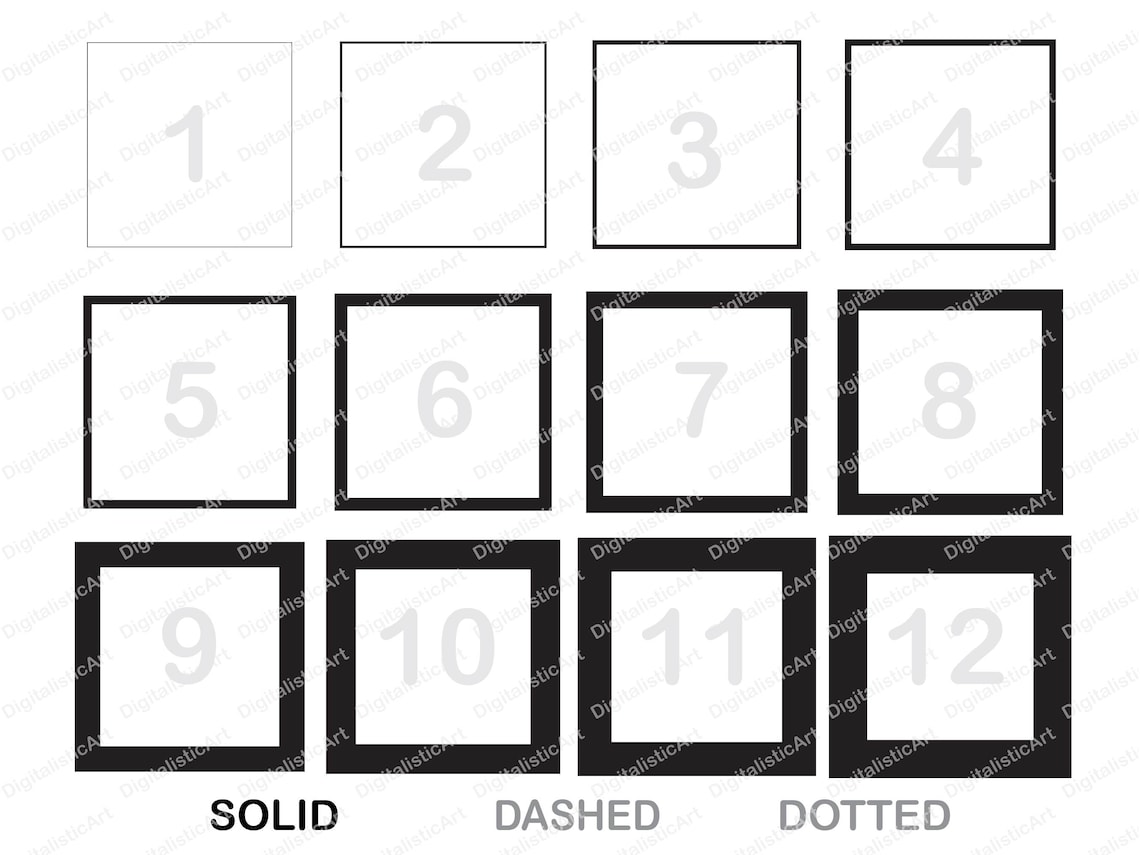 Basic Square Frame SVG Bundle Border Box Frame Dotted Square Outline ...