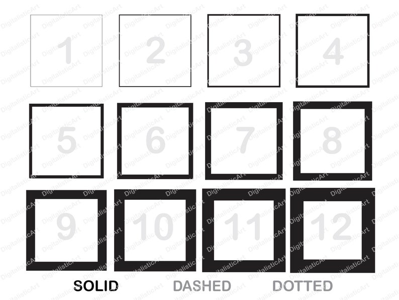 Basic Square Frame SVG Bundle Border Box Frame Dotted Square Outline ...