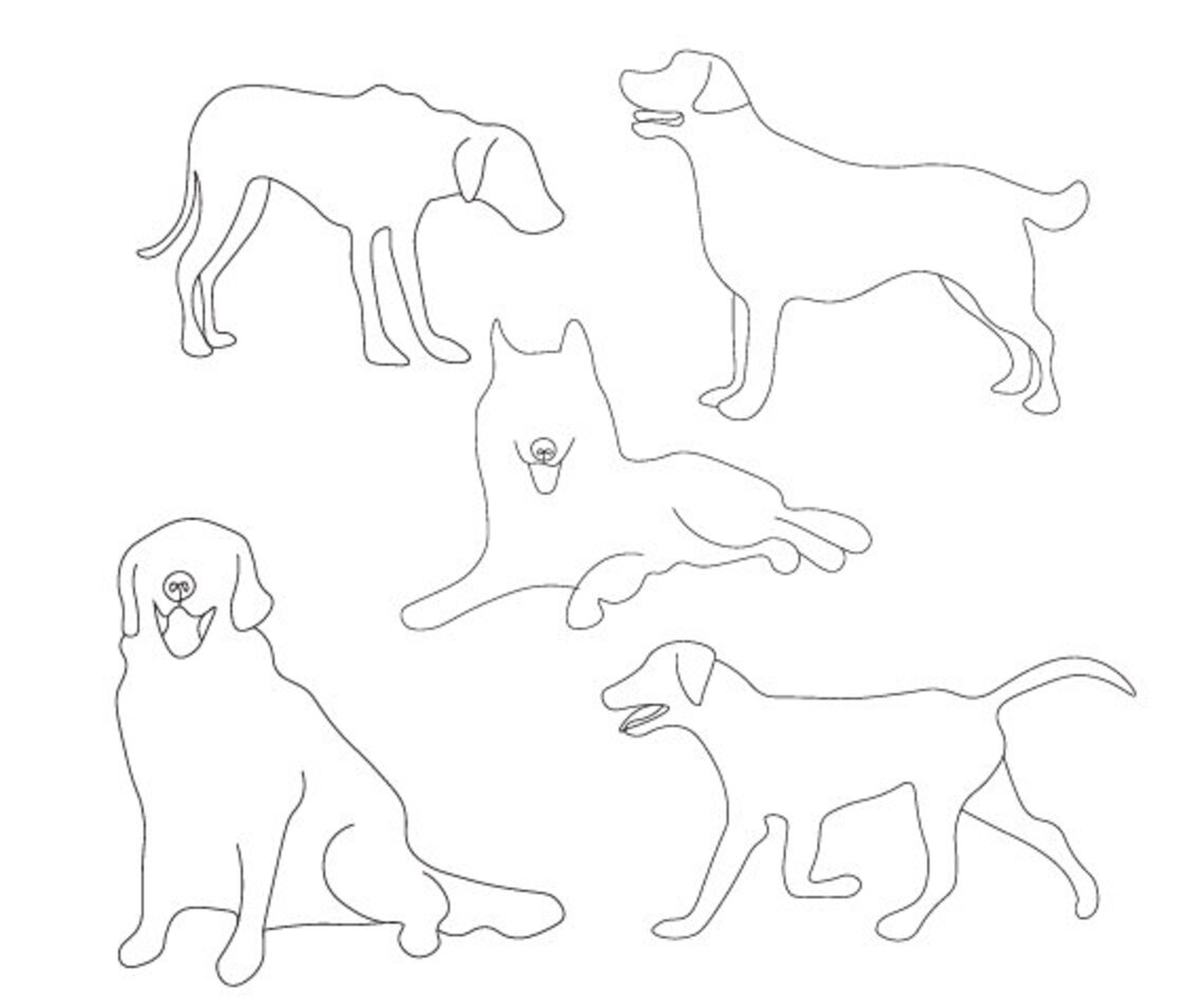 Dog Line Art SVG Bundle Puppy Outline Clipart Doggy Single Line Minimal ...