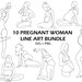 Pregnant Woman Line Art SVG Pregnant Silhouette PNG Mother Line Art for ...