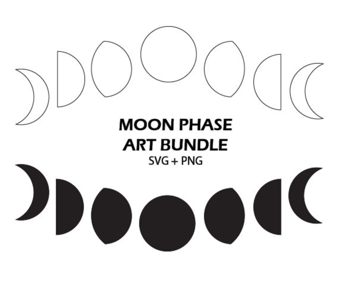 Moon Phase Bundle SVG Moonlight Embroidery Design Mystical Clipart ...
