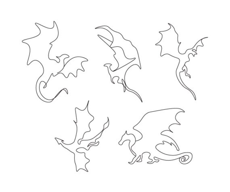 Dragon Line Art SVG Bundle for Dragon Lover Clipart Chinese Dragon PNG ...