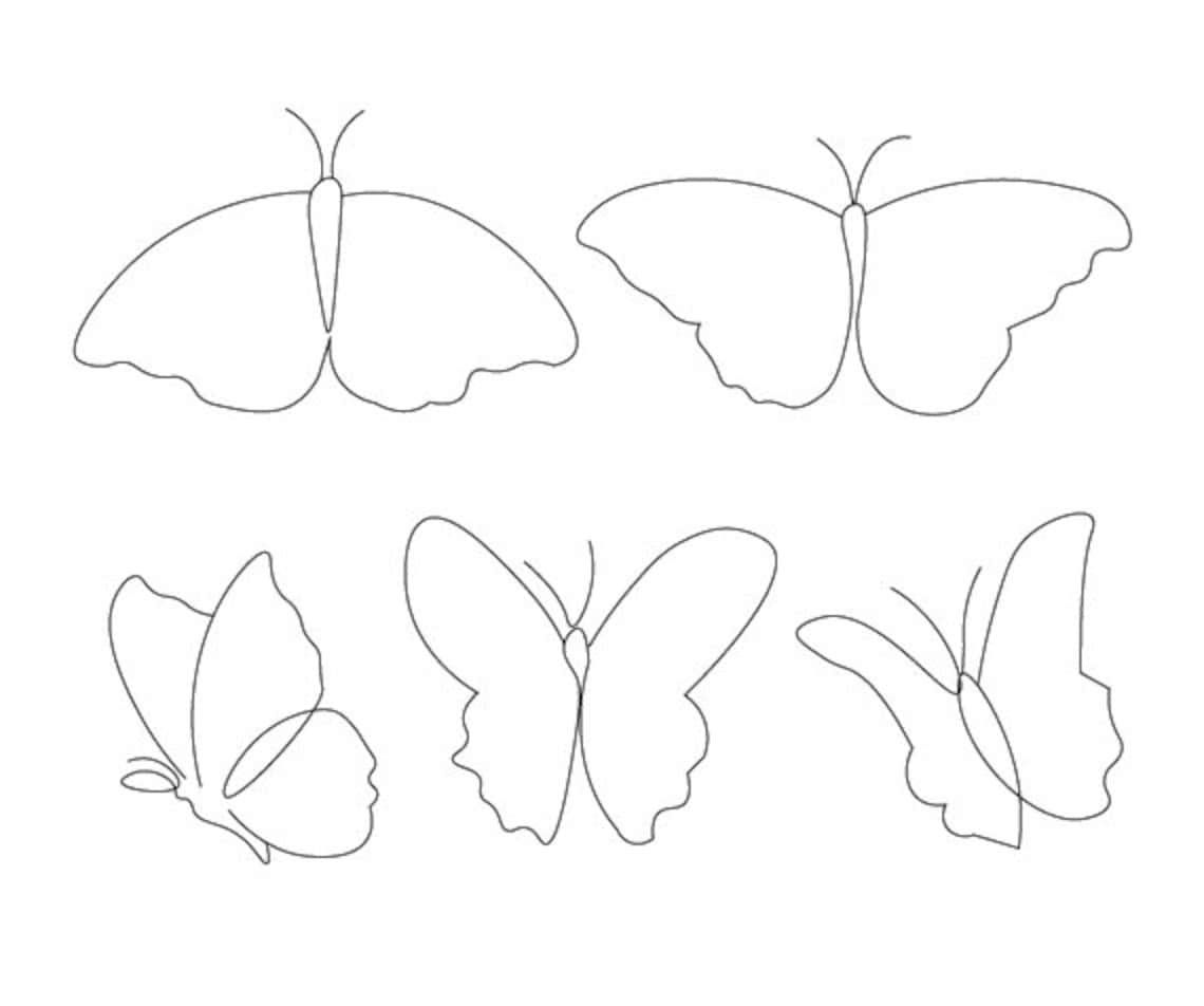 Butterfly Line Art SVG Bundle Beautiful Butterflies Black Cut File ...