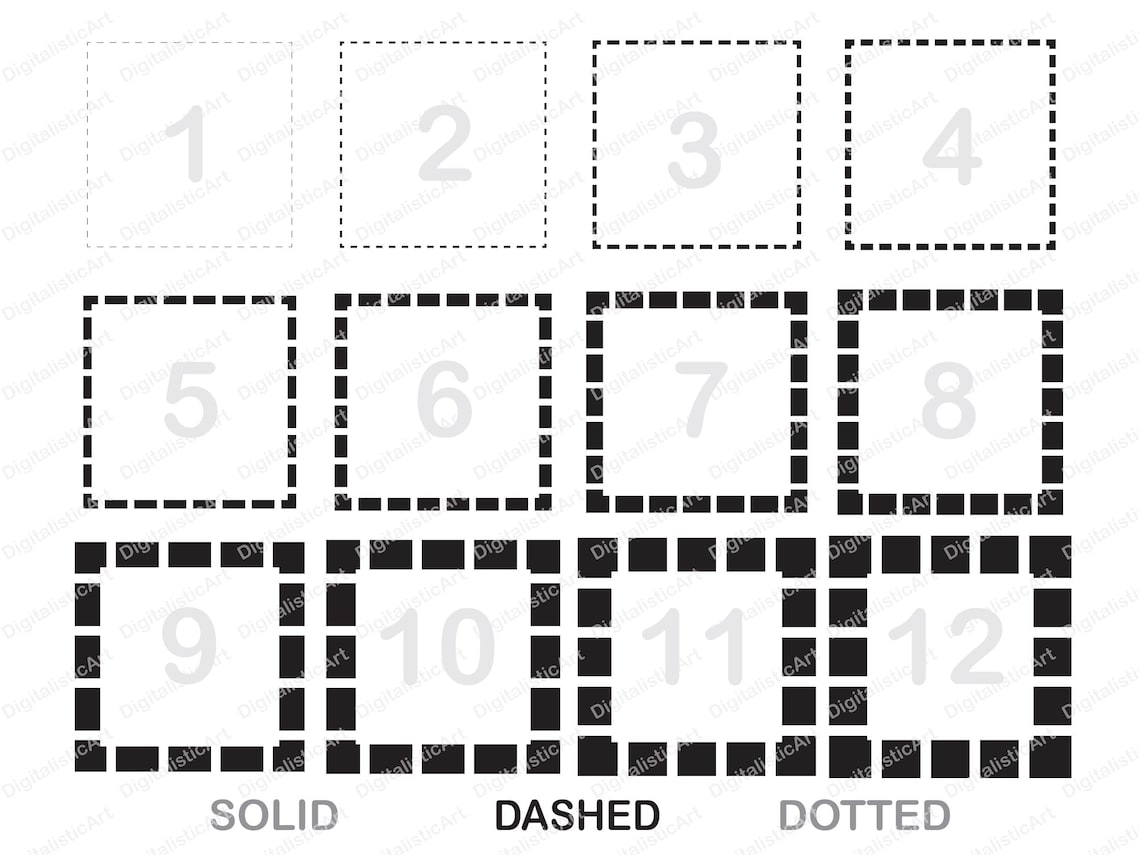 Basic Square Frame SVG Bundle Border Box Frame Dotted Square Outline ...