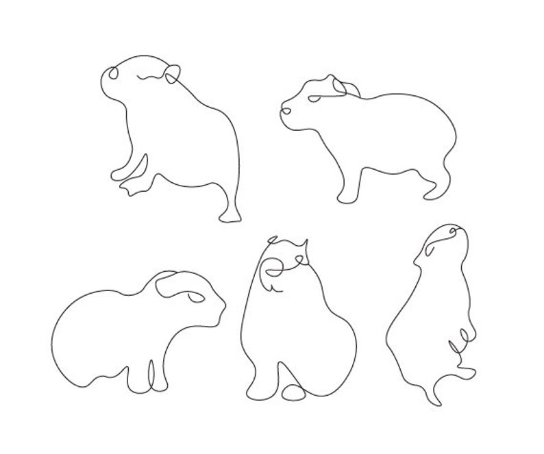 Capybara Line Art SVG Simple Animal Lover Design Rodent Outline for ...
