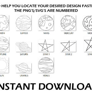 Planet Line Art SVG Bundle Solar System PNG Planet Cut File Minimalist ...