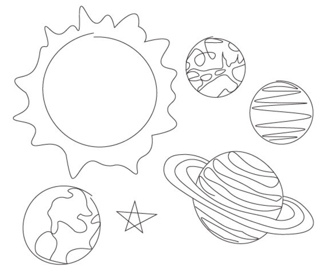 Planet Line Art SVG Bundle Solar System PNG Planet Cut File Minimalist ...