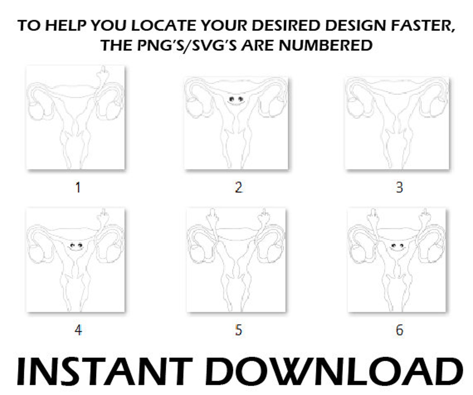 Uterus Line Art SVG Bundle Middle Finger Uterus SVG for Girls Feminist ...