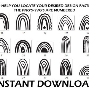 B&W Boho Rainbow SVG Bundle Bohemian Rainbow Silhouette Cute Rainbow ...