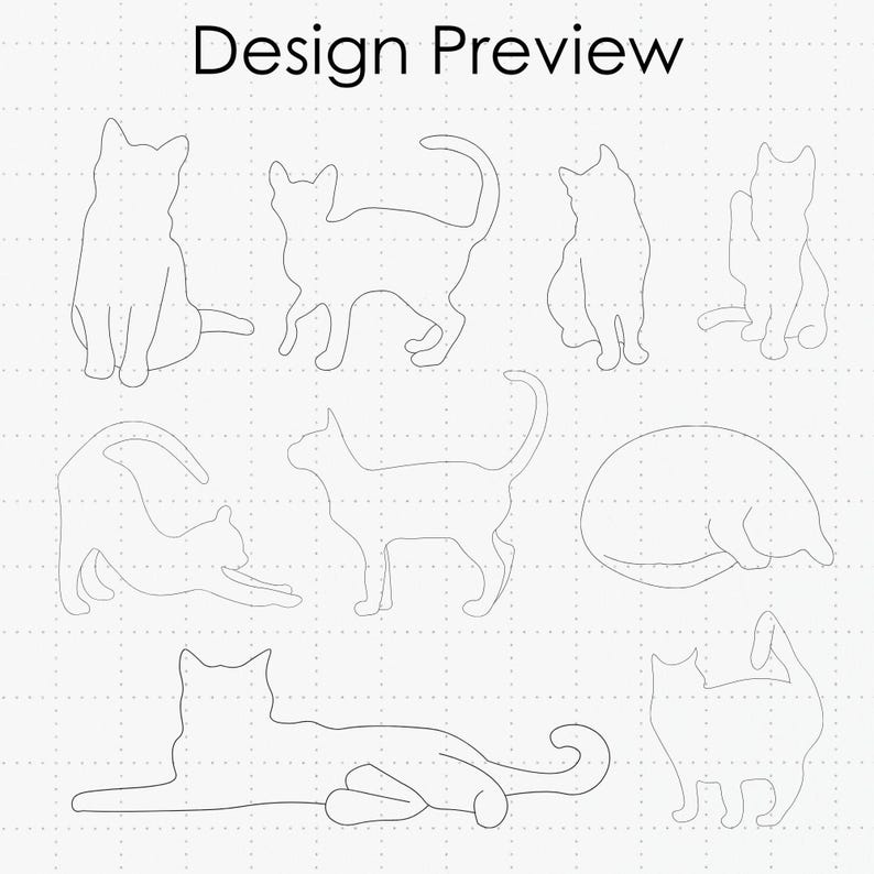 Cat Outline SVG Bundle Cat Line Art PNG Cat Line Drawing Simple Cat ...