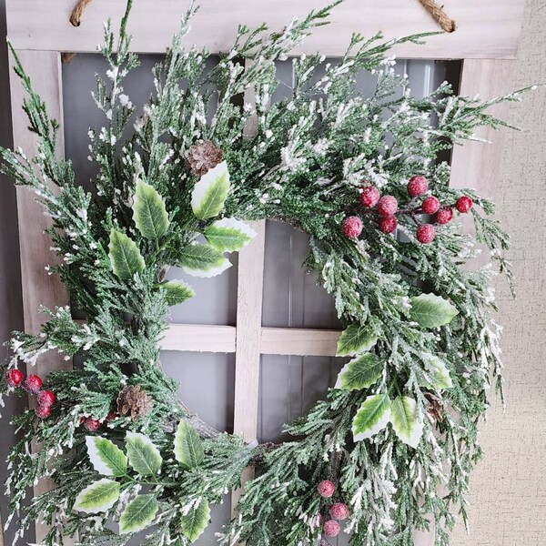 Window Frame With Wreath - Etsy