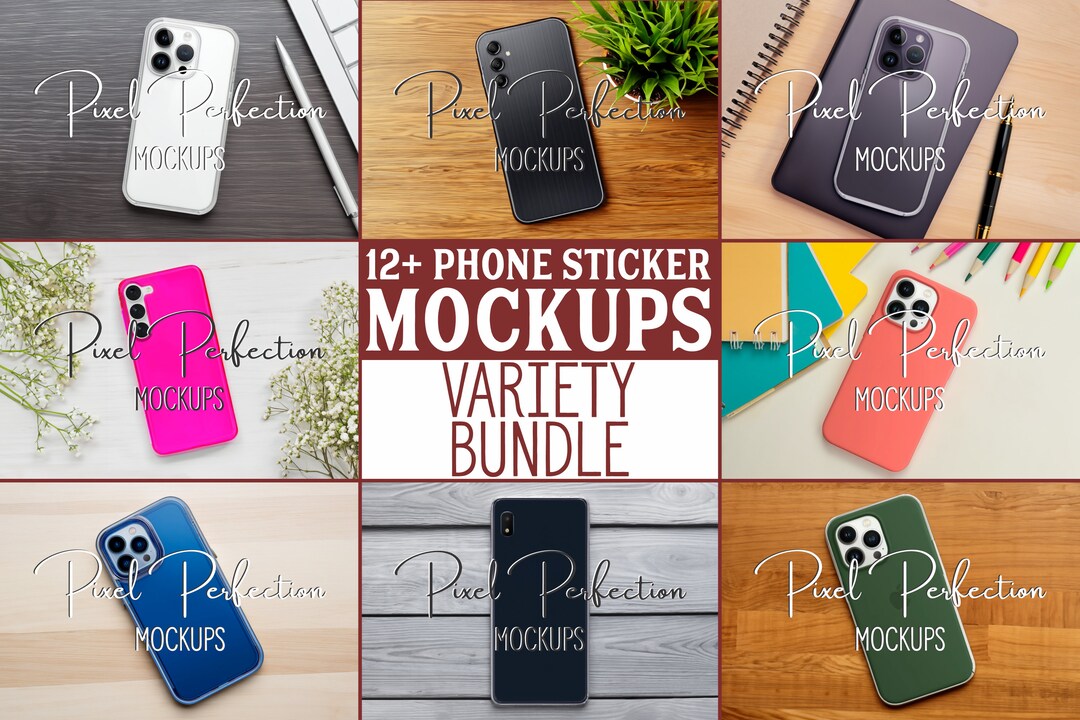 Sticker Mockup Bundle, Die Cut Sticker, Phone Decals, Sticker Mock-ups ...