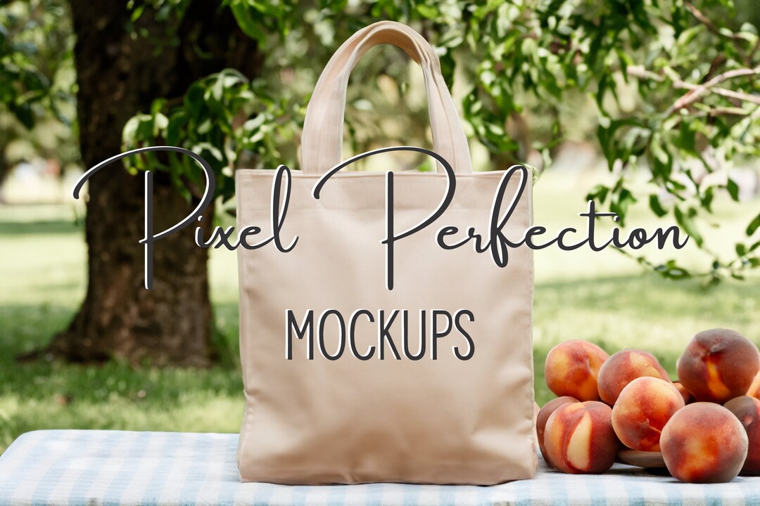 Summer Peaches Tote Mock Up, Outdoor Tote Bag, Natural Canvas Cotton ...