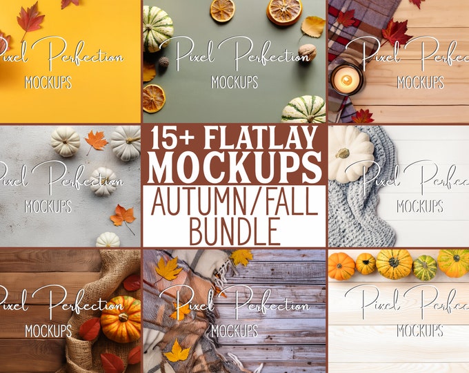 Flatlay Mockups, Fall Bundle, Add Your Own Products, Digital Background ...