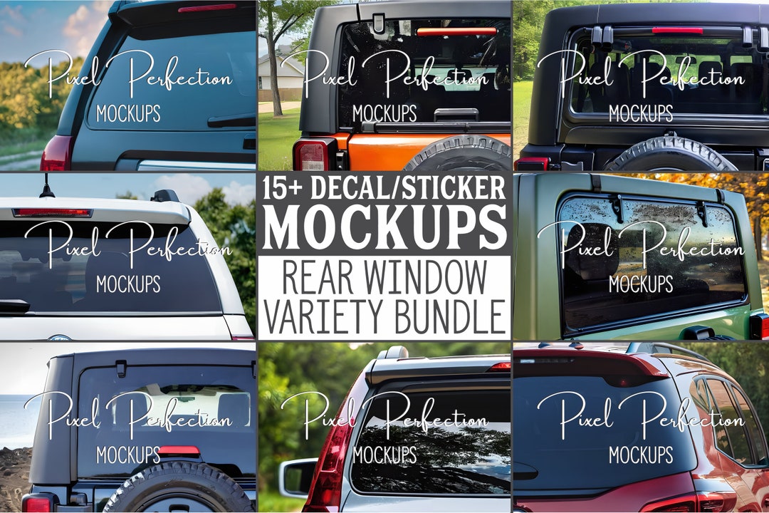 Rear Window Mockup Bundle for Decals, Car Sticker, Vinyl Decal Mock-up ...