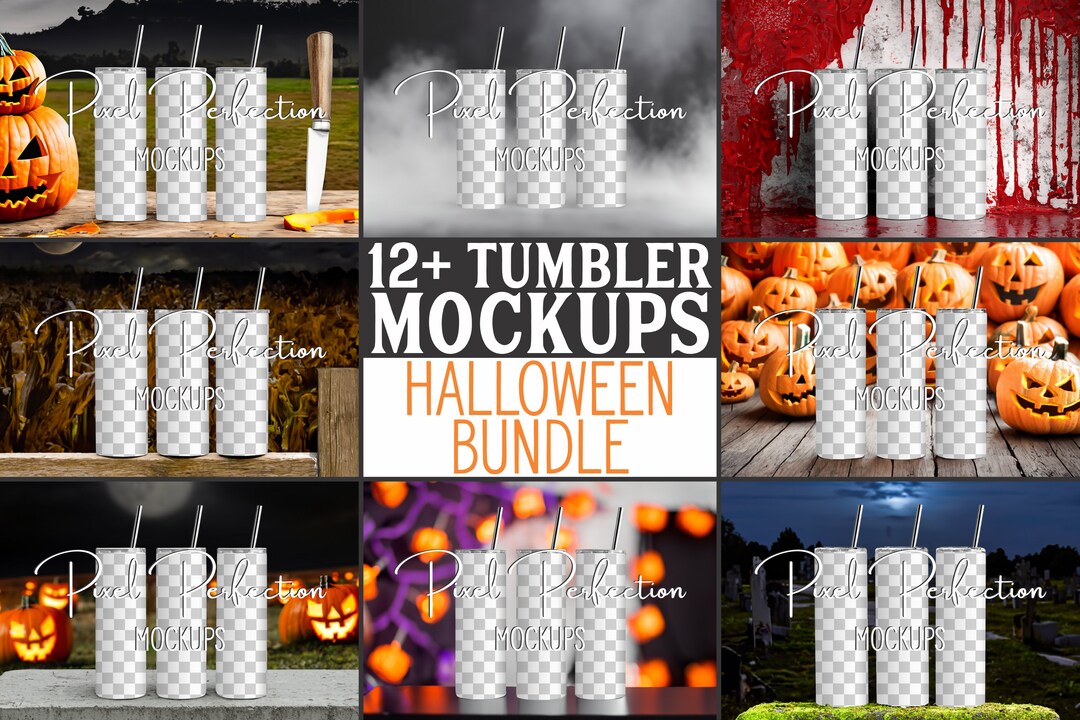 Halloween Tumbler Mockup, Halloween Bundle, Spooky Tumblers, Straight ...