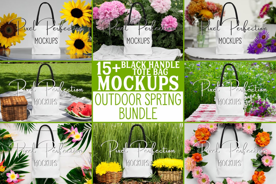 AOP Tote Bag Mockup, Spring Flowers Bundle, Summertime Mockups, Outdoor ...