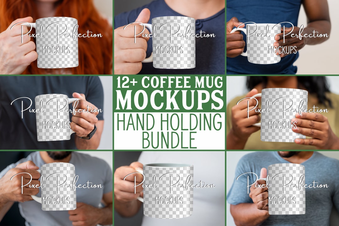 Drag and Drop Mug Mockup, Mug in Hand Bundle, Canva Coffee Mug Template ...