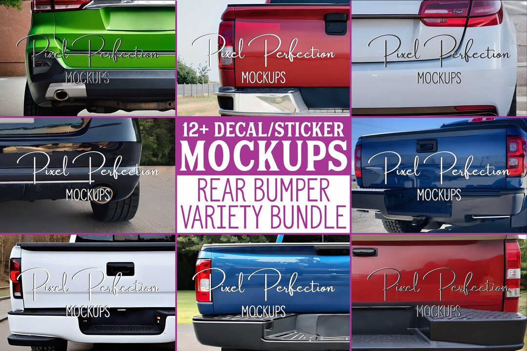 Bumper Sticker Mockup Bundle, Bumper Decals, Car Magnet Mockup, SUV ...