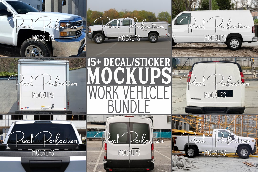 Decals and Sticker Mockups, Work Car Bundle, Work Truck and Work Van ...