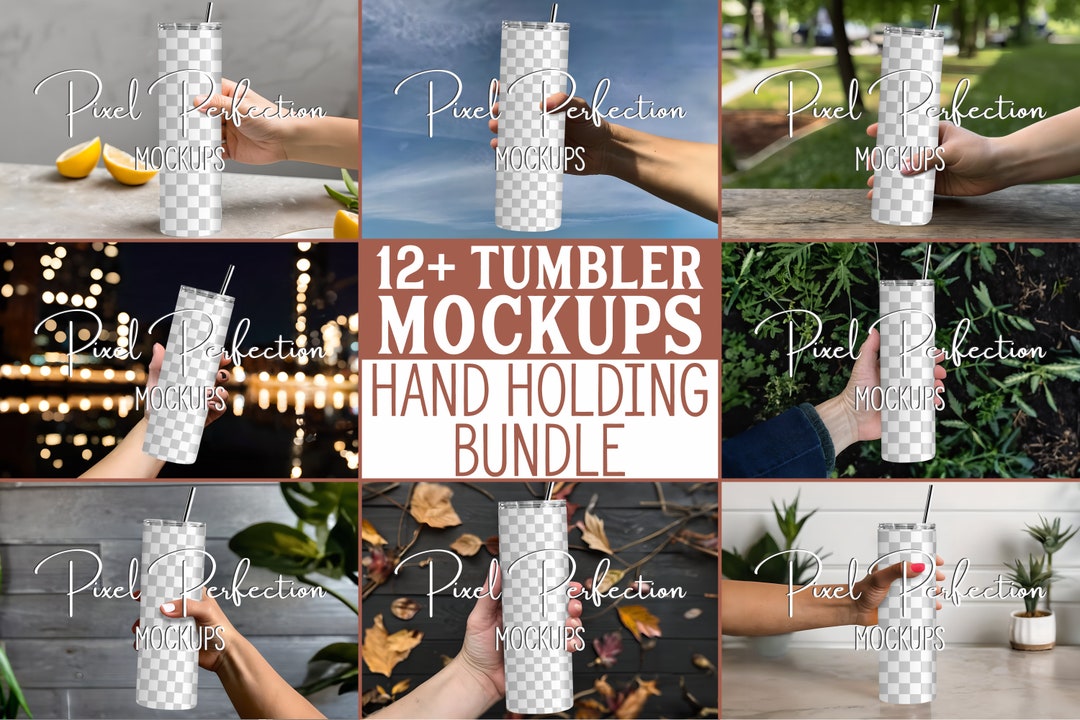 Tumbler in Hand Mockup Bundle, Person Holding Tumbler Mock Up, Skinny ...