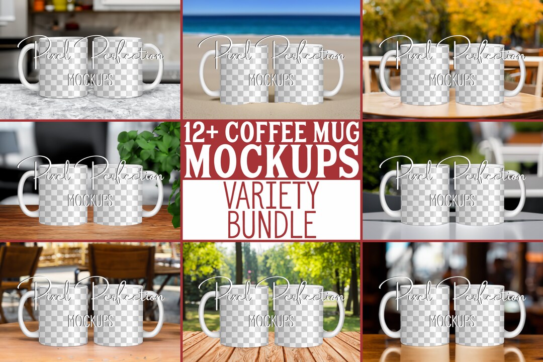 Coffee Mug Mockups, Double Mug Bundle, Drag and Drop Mug Mockup, Canva ...