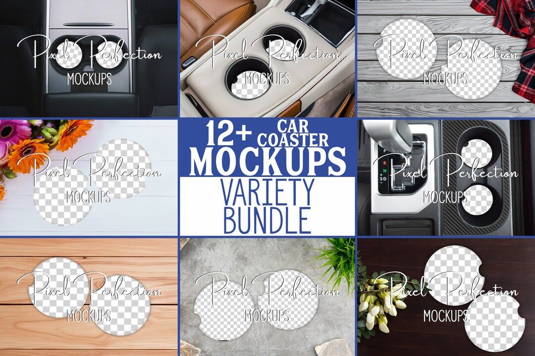Car Coaster Mockup, Mockup Bundle, Sublimation Coasters, Coaster Mockup ...