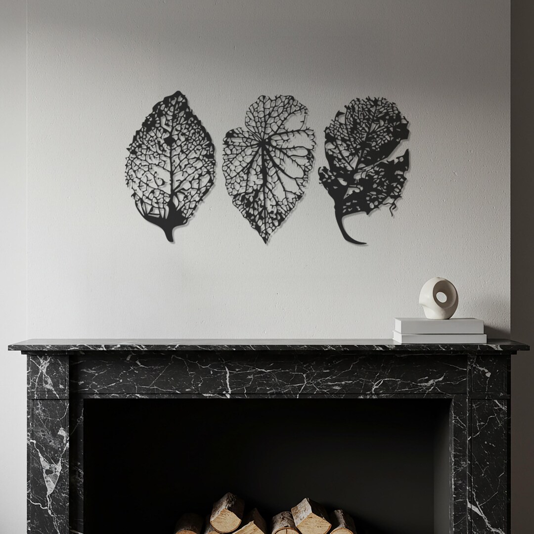 Metal Leaf Wall Art Set, Nature Inspired Metal Wall Decor, Botanical ...