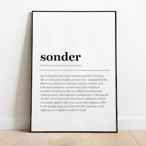 Sonder John Koenig, Definition Print, Inspirational Wall Art, Self-love ...