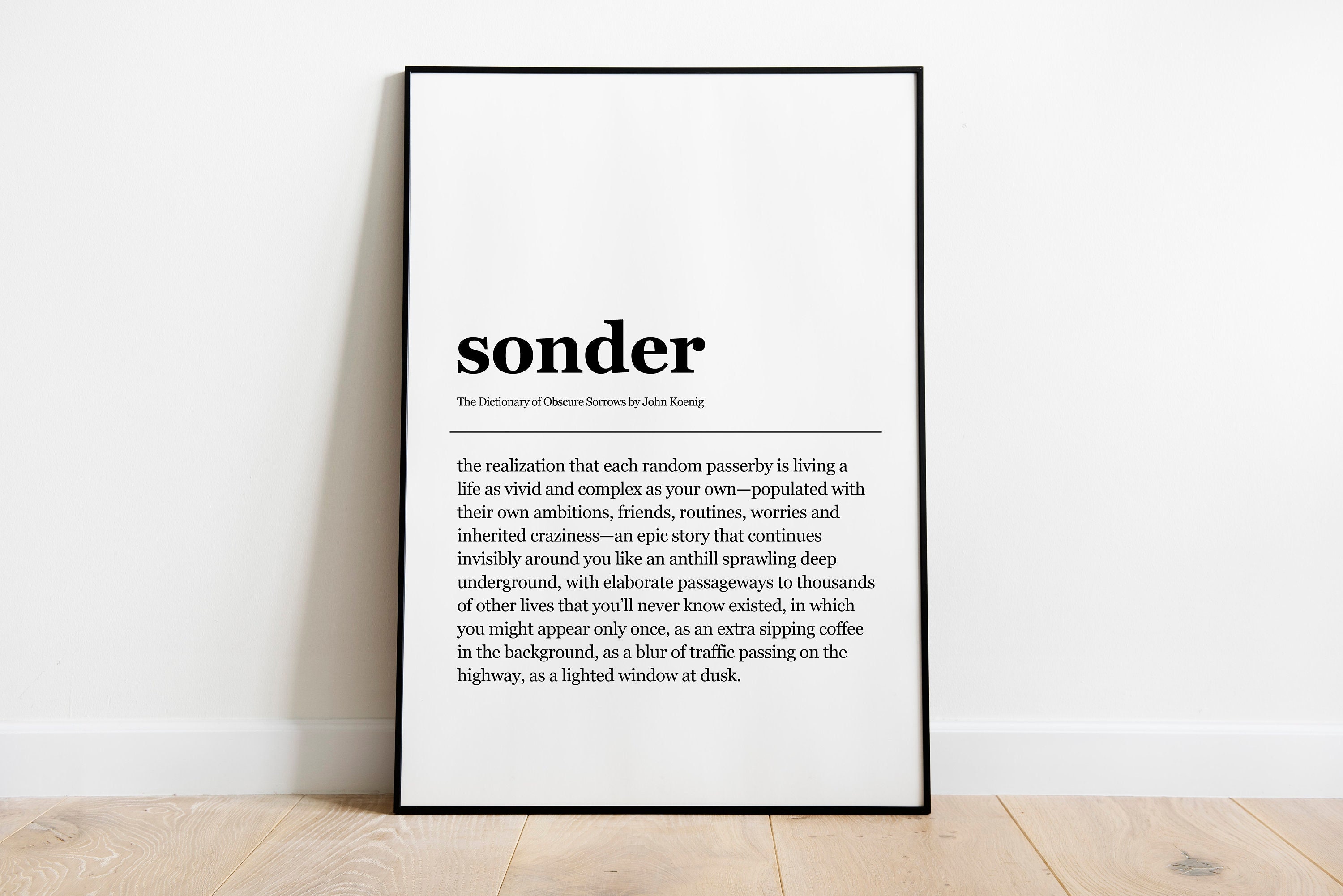Sonder John Koenig, Definition Print, Inspirational Wall Art, Self-love ...