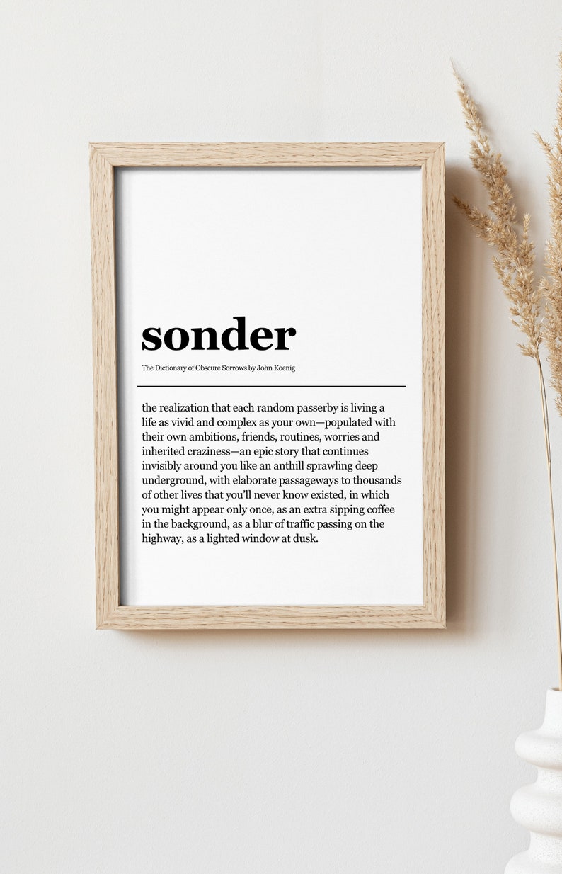 Sonder John Koenig, Definition Print, Inspirational Wall Art, Self-love ...