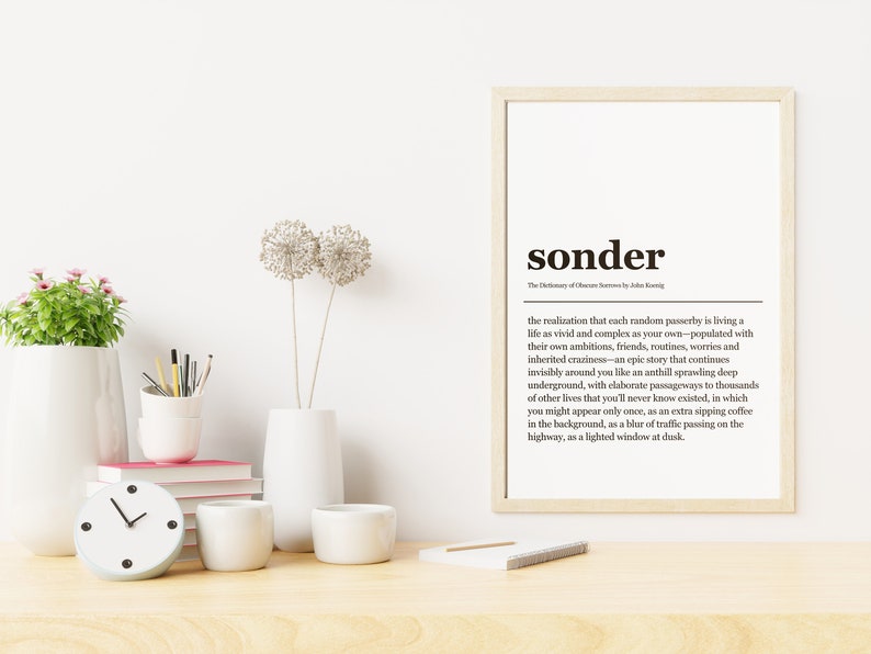 Sonder John Koenig, Definition Print, Inspirational Wall Art, Self-love ...