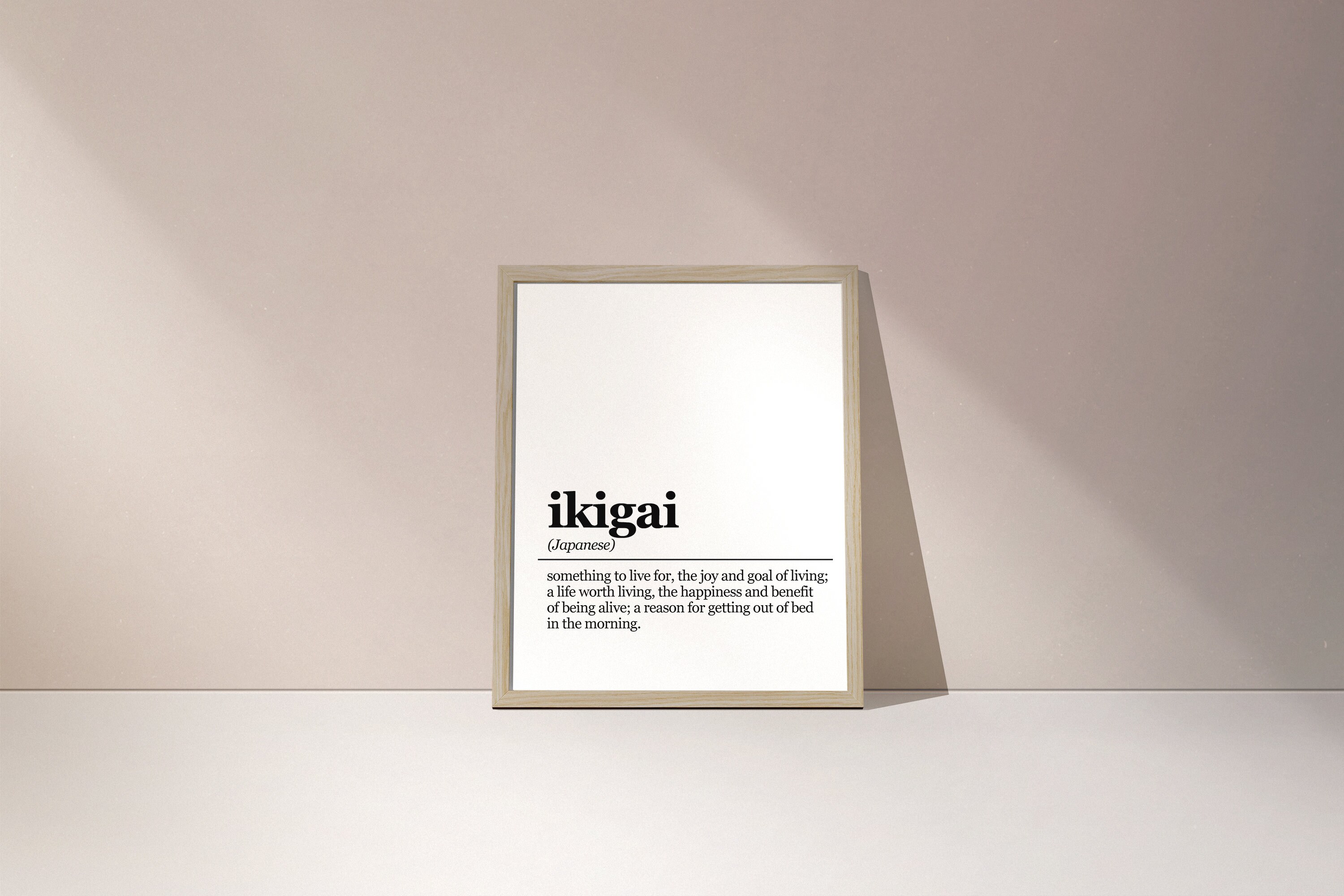 Ikigai Definition Print, Japanese Wall Art, Ikigai Wall Art, Japanese ...