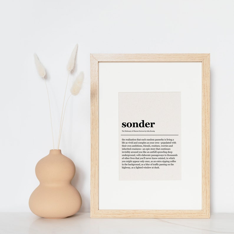 Sonder John Koenig, Definition Print, Inspirational Wall Art, Self-love ...