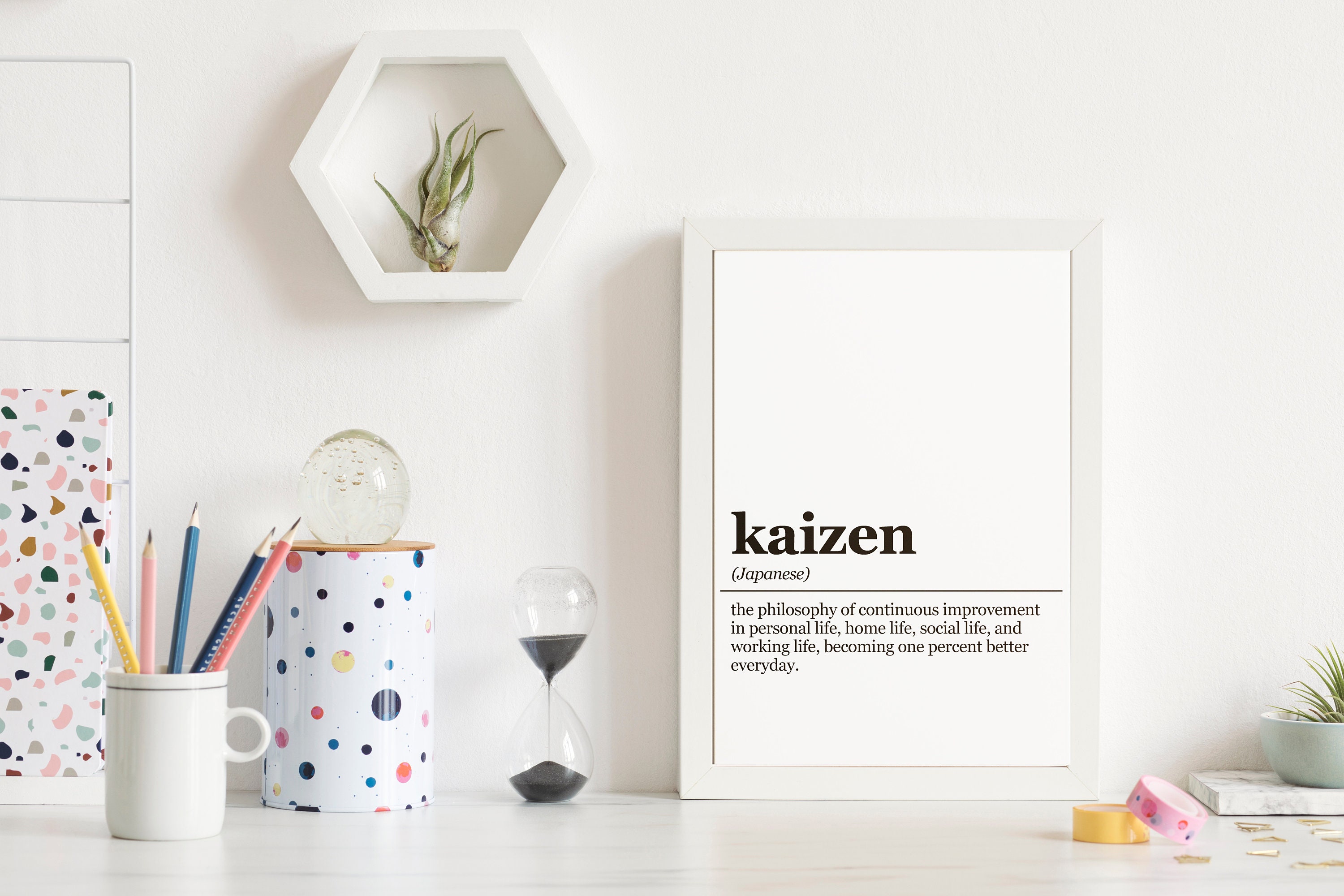 Kaizen Definition Print, Japanese Wall Art, Japanese Word Print, Self ...