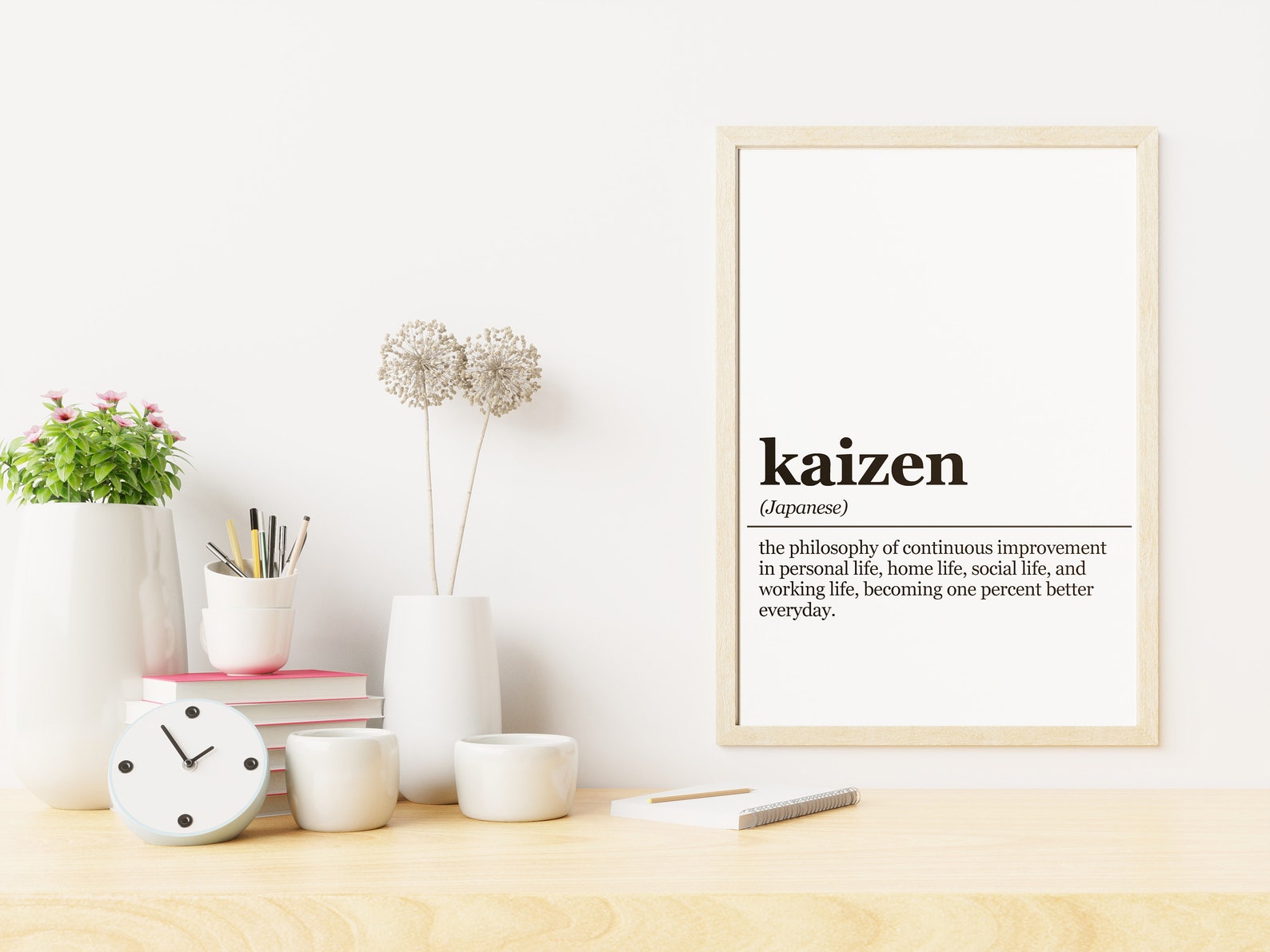 Kaizen Definition Print, Japanese Wall Art, Japanese Word Print, Self ...