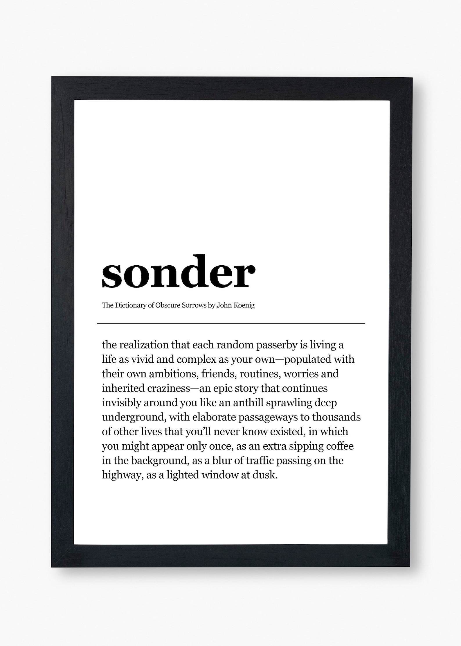 Sonder John Koenig, Definition Print, Inspirational Wall Art, Self-love ...