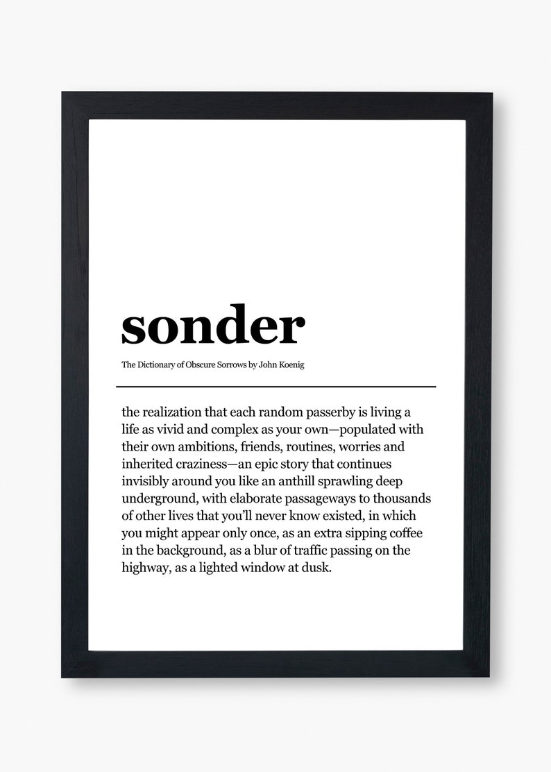 Sonder John Koenig, Definition Print, Inspirational Wall Art, Self-love ...